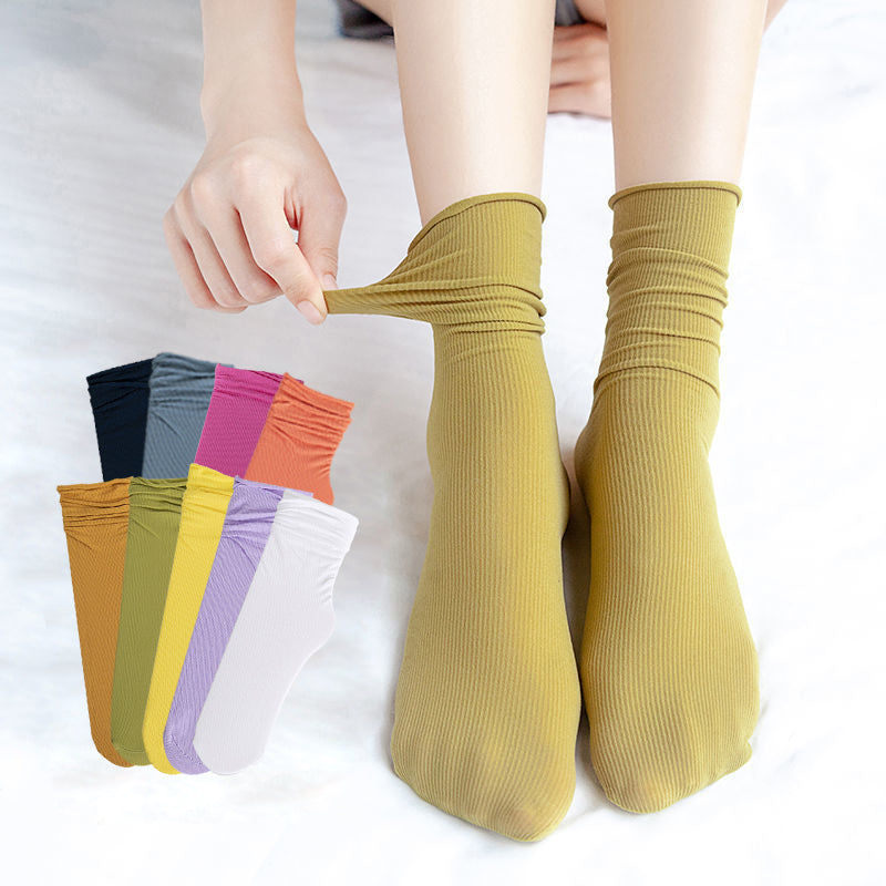 Thin Loose Socks Pile Socks Solid Colors Ice – newintops